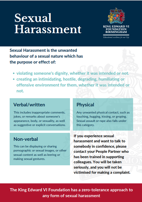 New Sexual Harassment Awareness Posters | King Edward VI Foundation